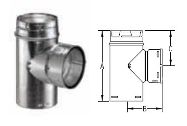 DuraVent 20 Inch Round Gas Vent Standard Tee | 20GVT
