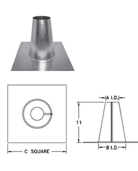 DuraVent 16 Inch Round B-Vent Tall Cone Flat Flashing