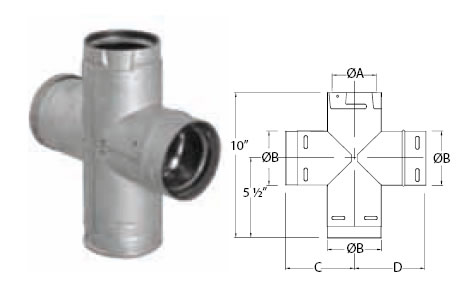 DuraVent 3 Inch PelletVent Pro Double Tee With Clean-Out Tee Cap ...